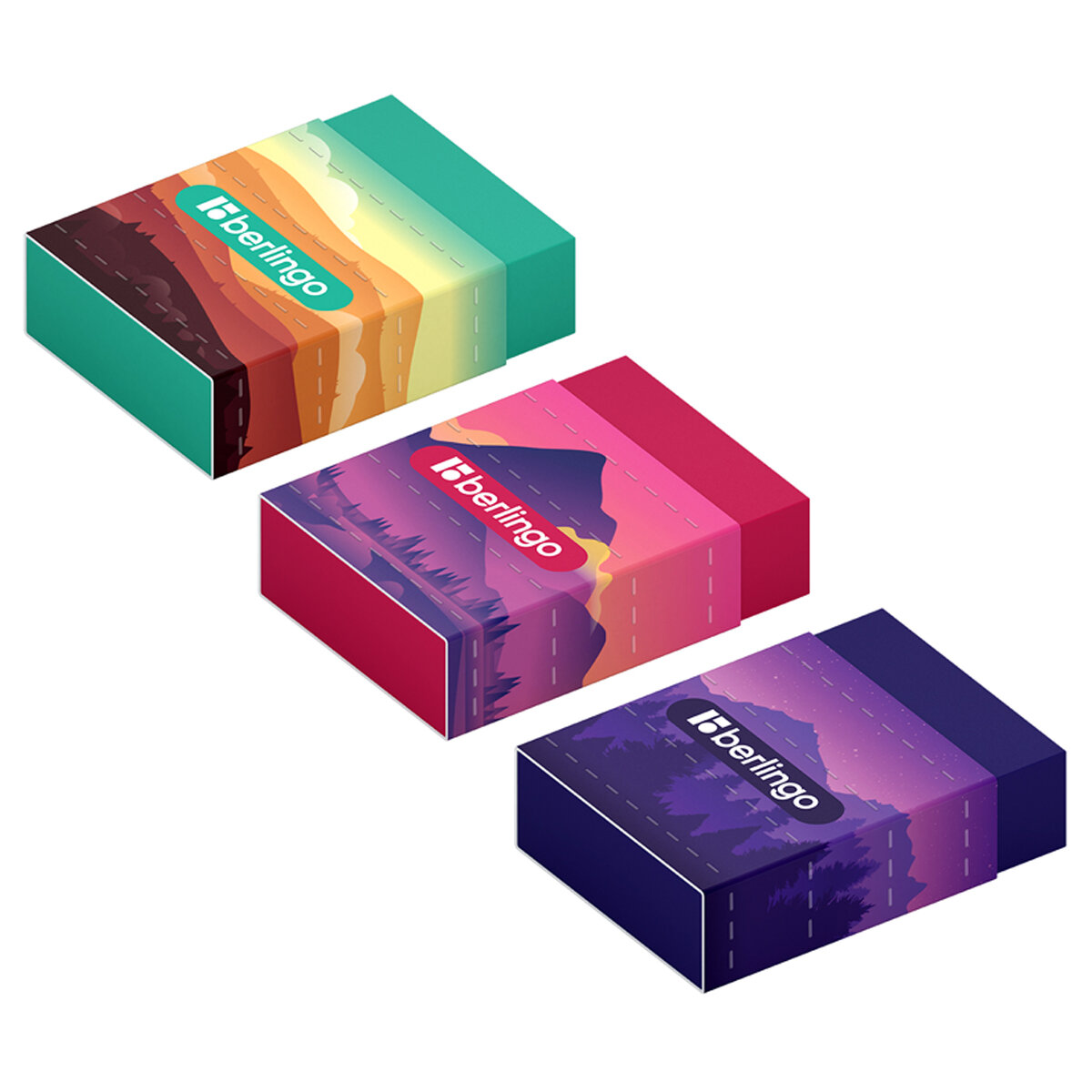 Комплект 72 шт, Ластик Berlingo "Scenic", Eco-PVC, картонный держатель, 45*32*11мм