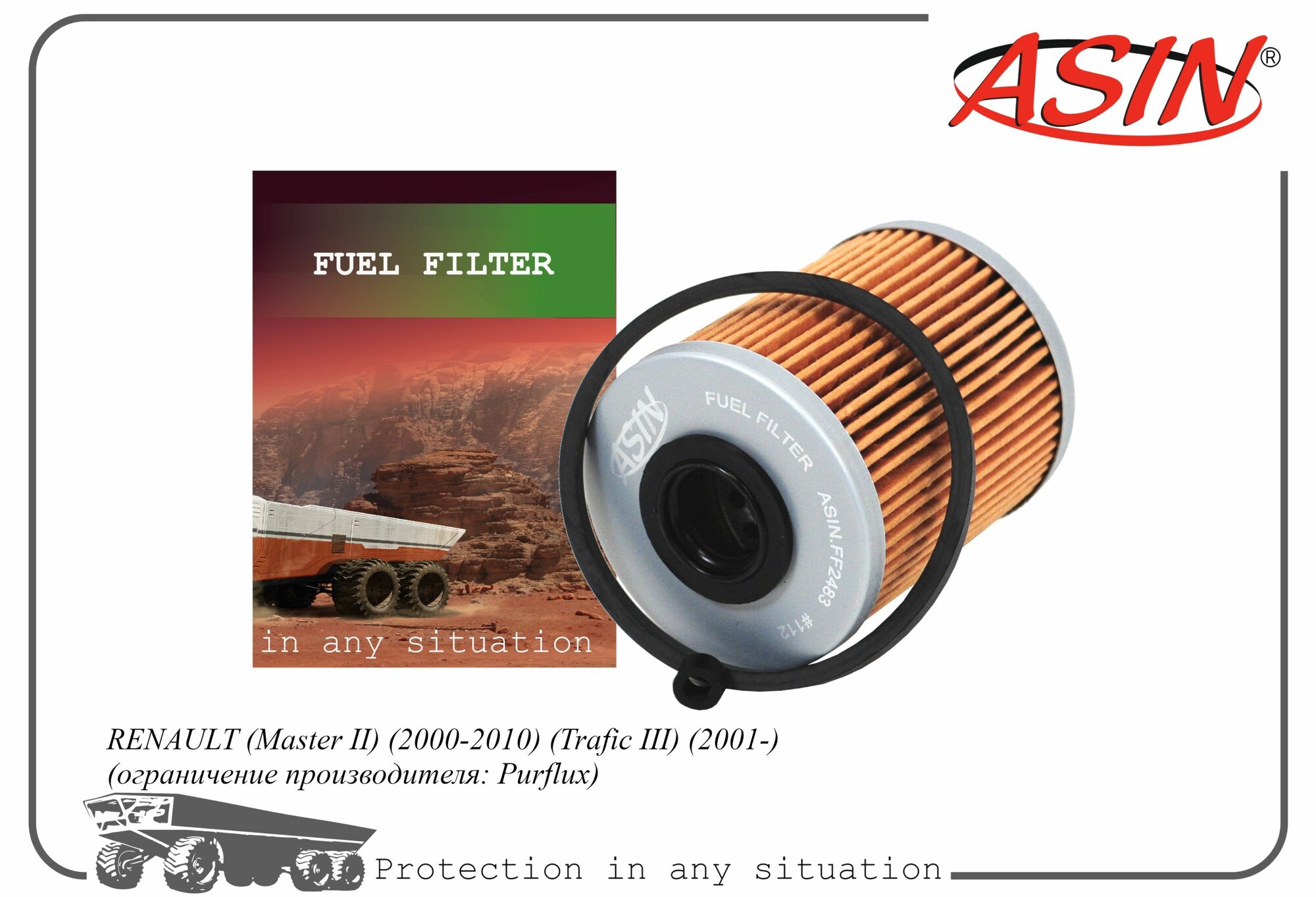 Фильтр топливный 7701475229 ASIN. FF2483 для RENAULT Master II 2000-2010 Trafic III 2001- ограничение производителя: Purflux