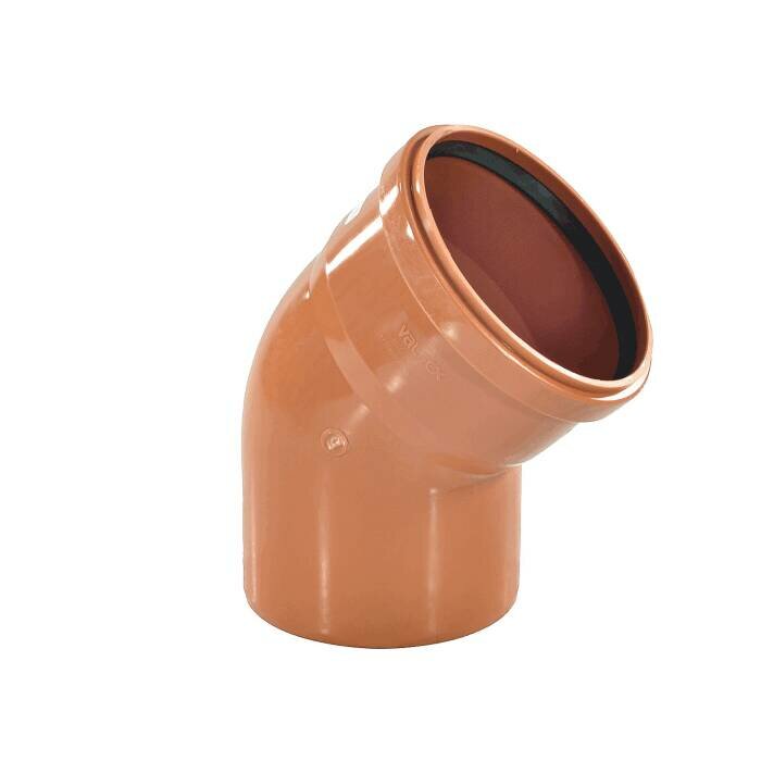Отвод PP-B коричневый Дн 110х45гр б/нап в/к VALFEX 30102110