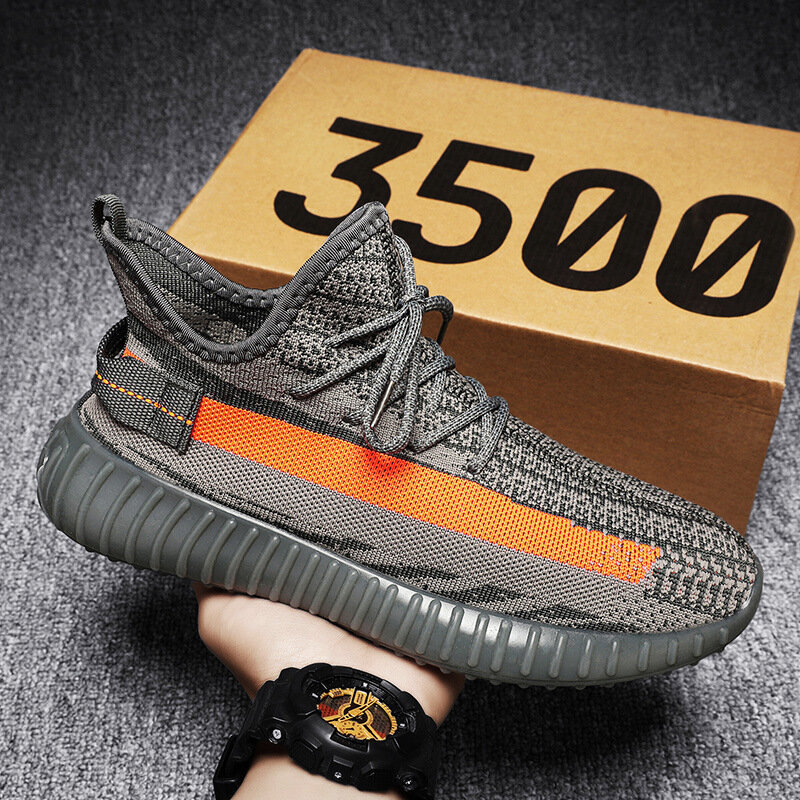 LUO Обувь мужская Весенняя для спорта Кокосовая дышащая плетеная сетка/gray orange strip