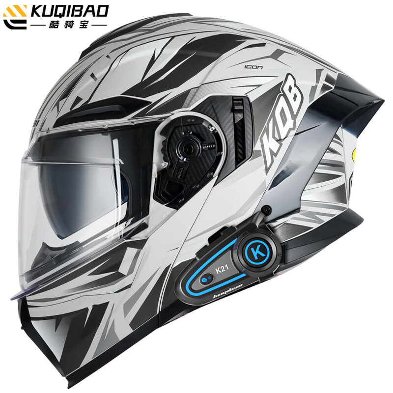 Шлем мотоциклетный Chibao K21, 2 линзы, Bluetooth, матовый и неземной цвет