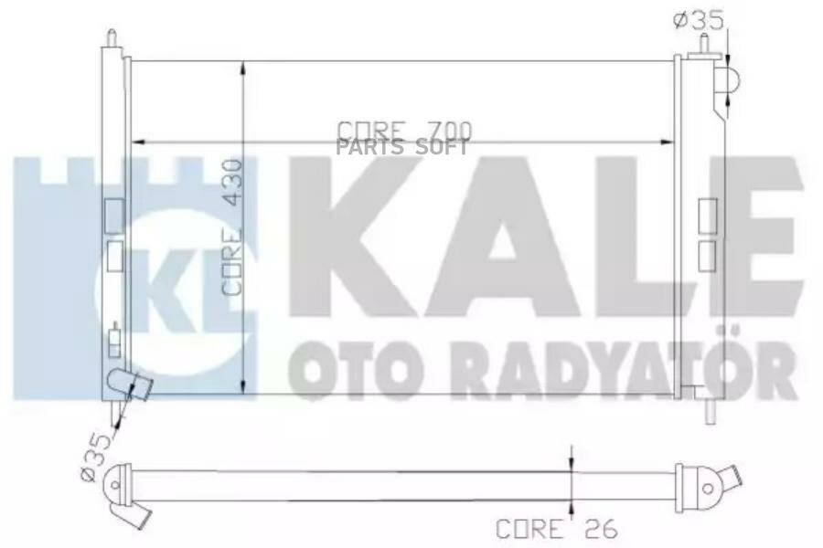 KALE 362100 Радиатор охлаждения для а/м Mitsubishi Outlander II (07-)/Lancer X (07-) 2.0T/3.0i M/A паяный ()