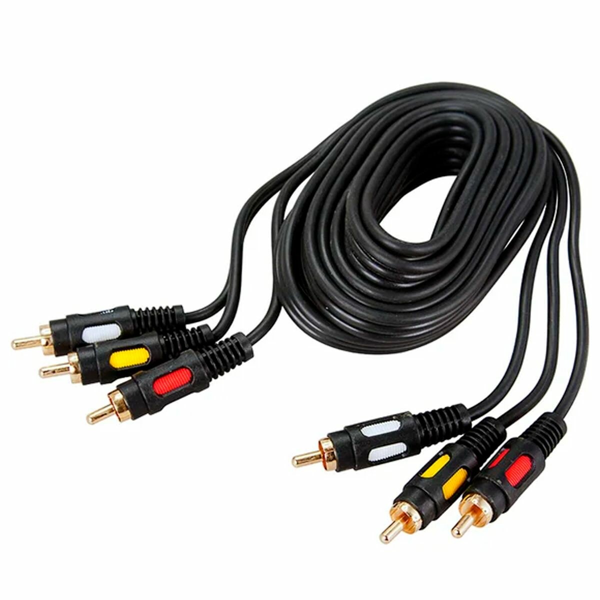 Кабель Rexant 17-0215, 3RCA-3RCA, для ТВ и приставок, черный, 5 м
