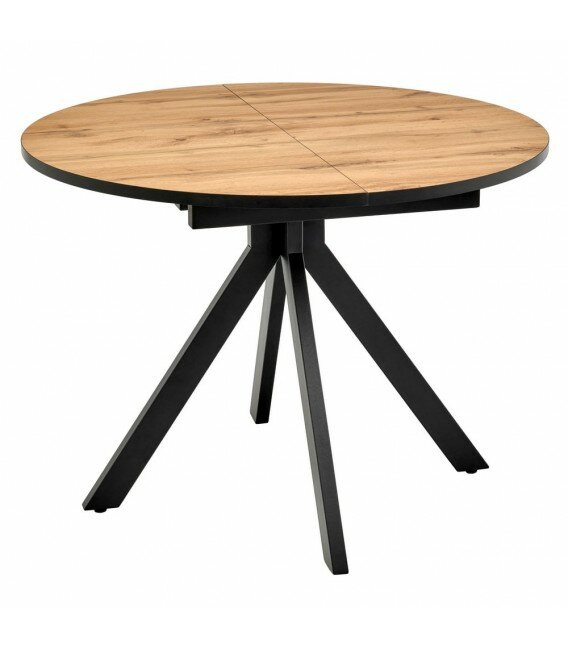 Стол Rudolf круглый раскладной, Дуб Вотан, чёрный