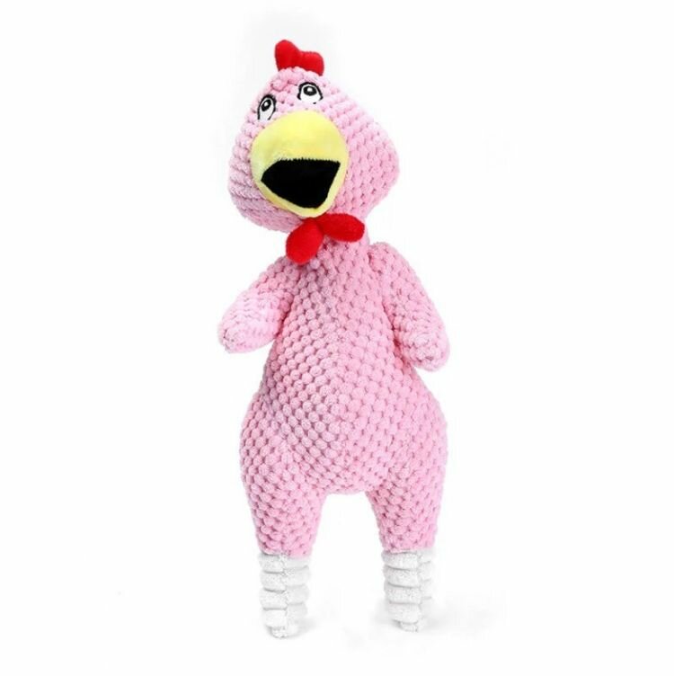 Игрушка для собак и кошек "Курочка розовая", плюш, длина 7 см, высота 35 см