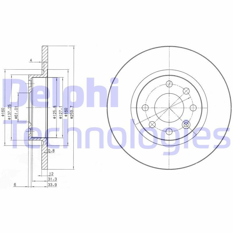 Диск тормозной полный для автомобиля Volvo, DELPHI BG2496 (2 шт.)