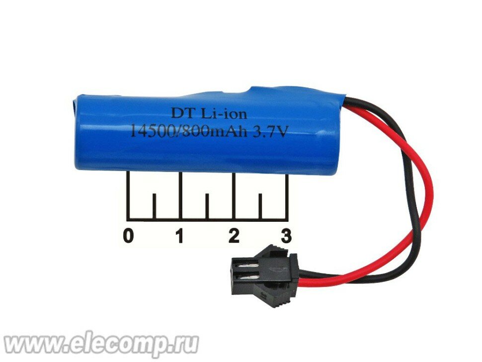 Аккумулятор 3.7V 0.8A 14500 Li-ion DT (разъем 2pin)
