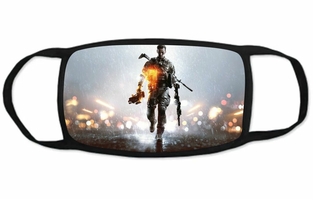 Маска защитная тканевая на лицо Battlefield, Бателфилд №1, Детская - 18 на 10 см