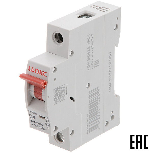 Автоматический выключатель YON max MD63S-1PC4 4А/1п/ 4,5кА на Din-рейку ДКС (2 шт. в комплекте)