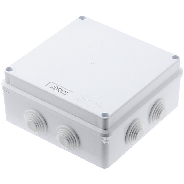 Коробка ADL18-603 распаечная пластиковая с сальниками 150х150х70мм IP65 серая (Andeli) (2 шт. в комплекте)