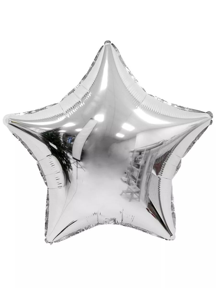 Звезда Серебро / Silver, фольгированный шар (10"/22,5 см ) 1 шт. / Веселуха