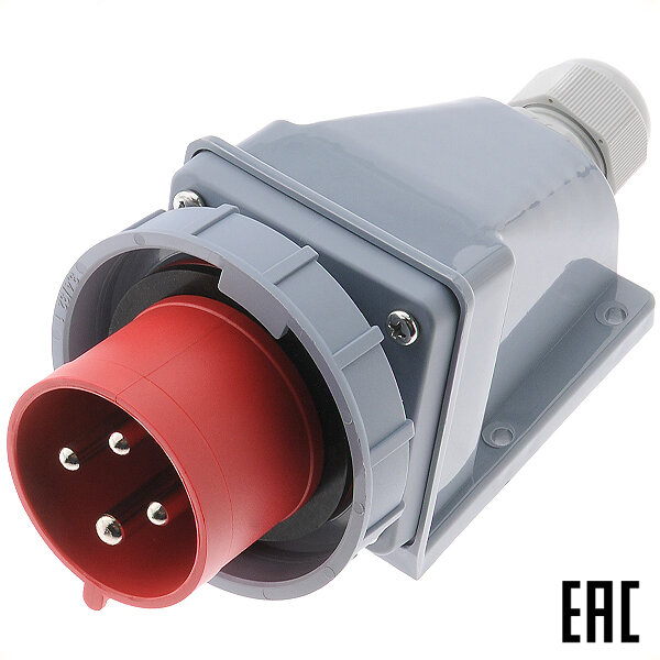 Вилка стационарная ВС-103 26168DEK 32А 380В 3P+PE IP67 CEE524W-6 DEKraft