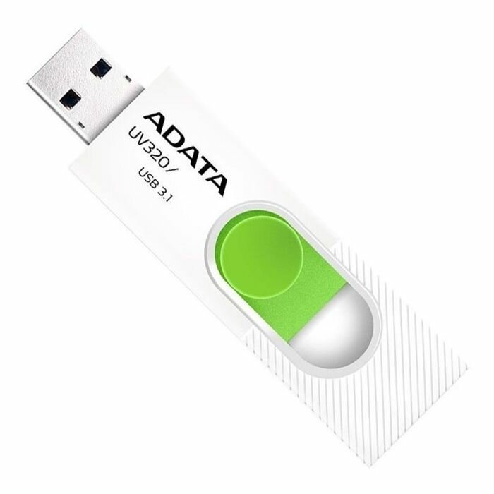 256Гб Флешка USB выдвижная ADATA (AUV320-256G-RWHGN) белый/зелёный