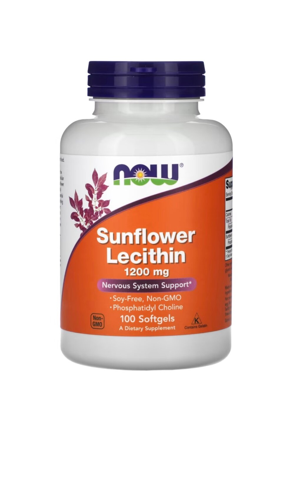 100% iHerb - Подсолнечный Лецитин NOW Sunflower Lecithin 1200 мг 100 капсул