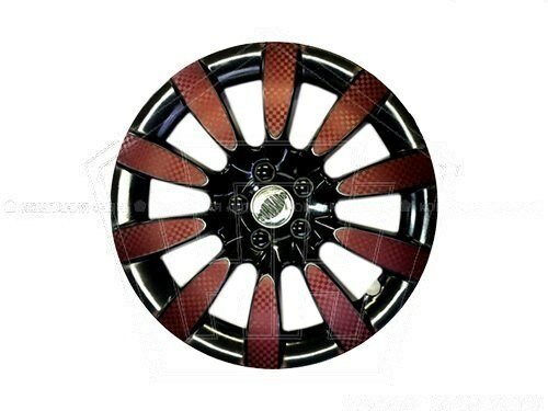 Колпаки декоративные (на пруж.) r-16 "торнадо" микс бордово-черный карбон (к-т 2 шт) (lw1626)