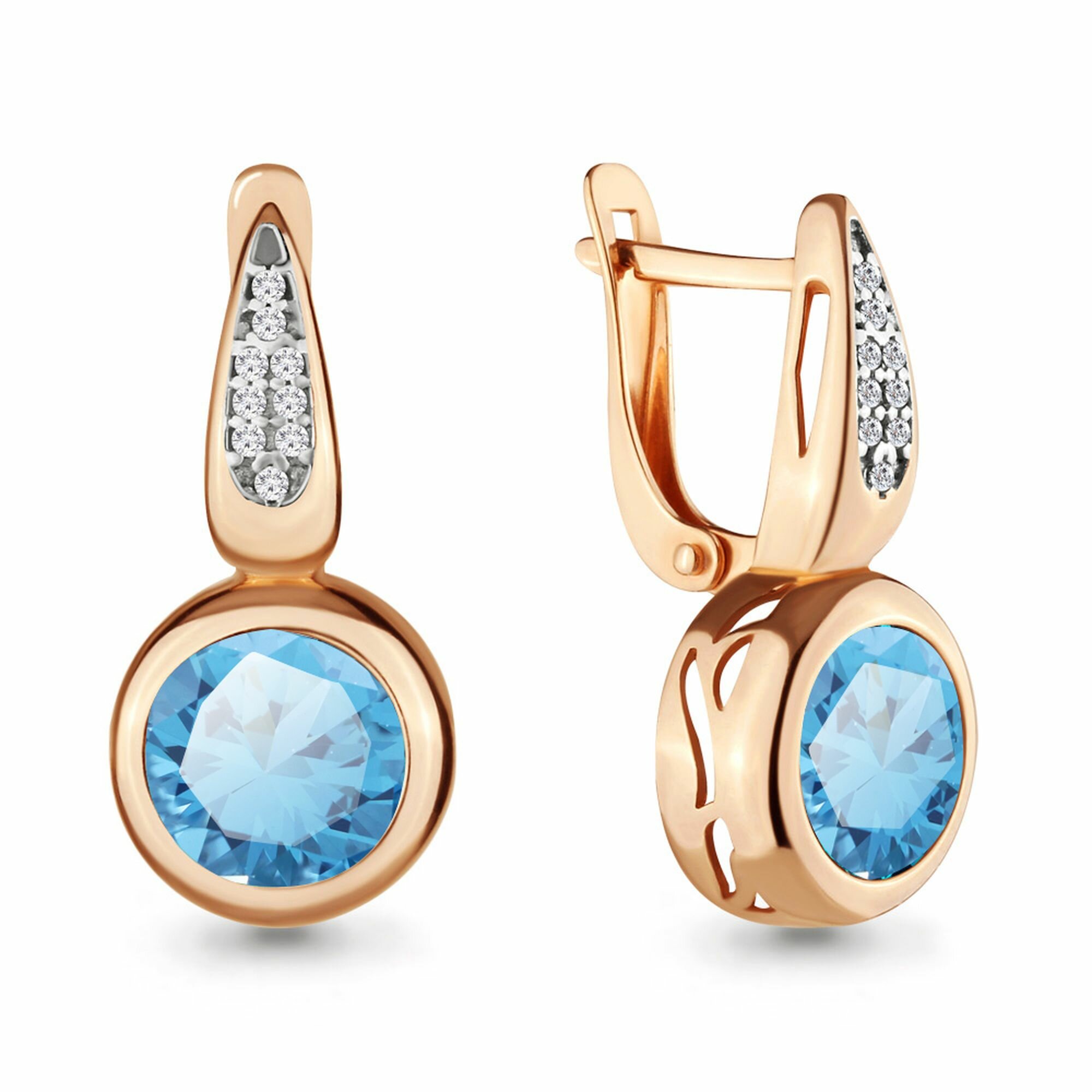 Серьги, серебро, 925 проба, золочение, фианит, турмалин