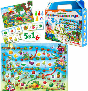 Игра (РыжийКот) УмныйМалыш 5в1 Изучаем фрукты, овощи и ягоды (ИН-9393)
