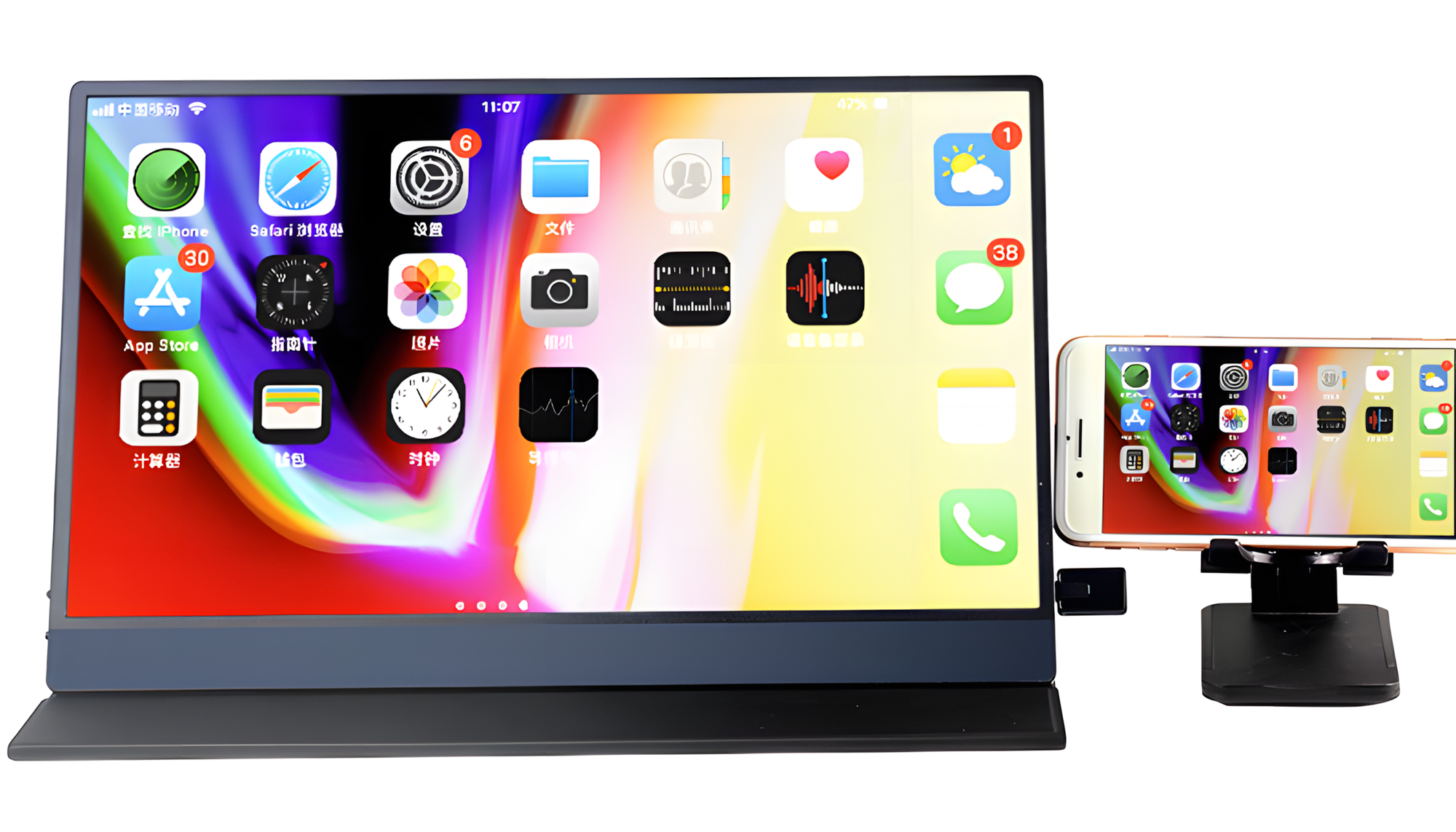 Портативный монитор 15" 150FIW, 1920x1080, беспроводной, ультратонкий, с чехлом, синий/черный