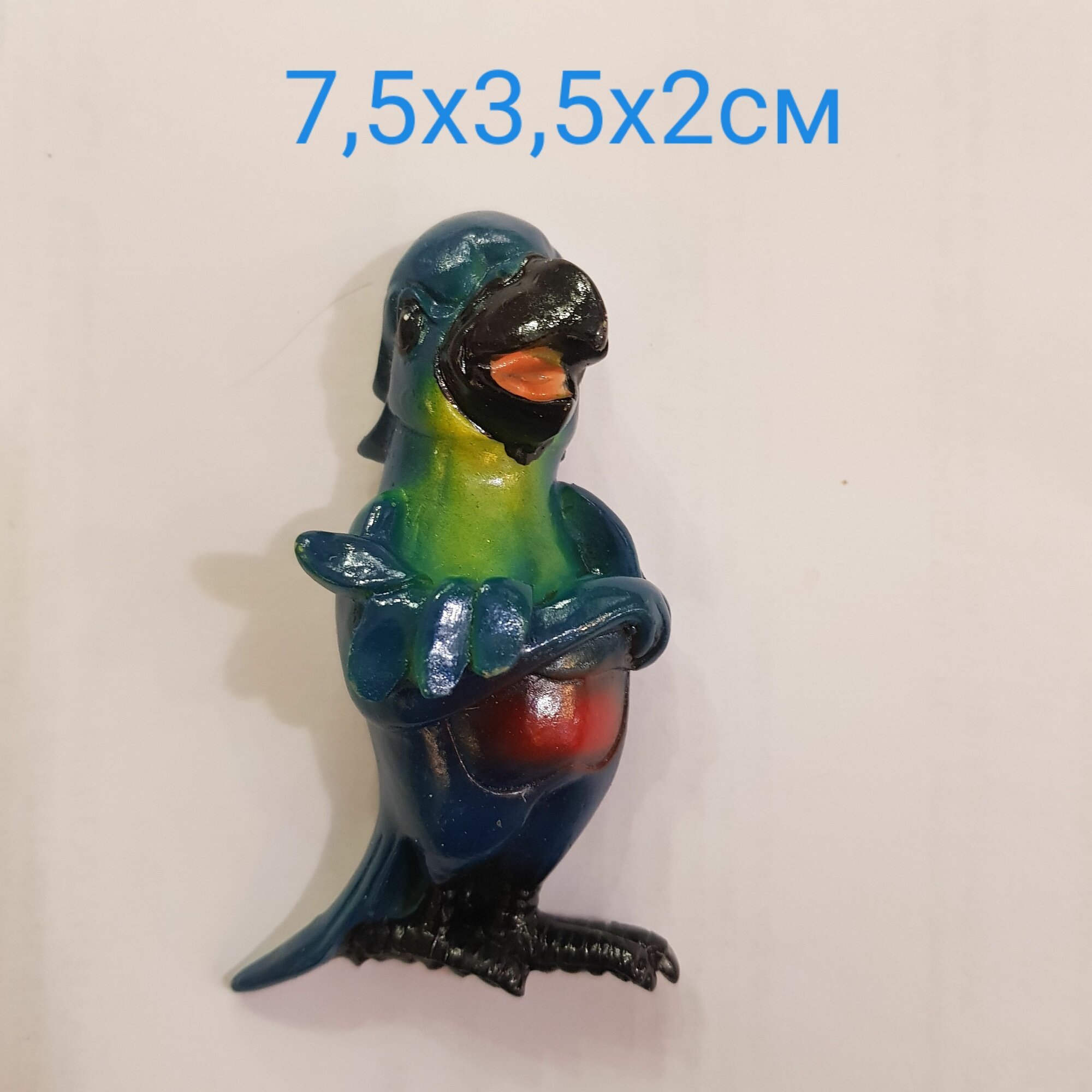 Изделие декоративное Магнит "Попугай" 7,5х3,5х2см, полистоун 1307А