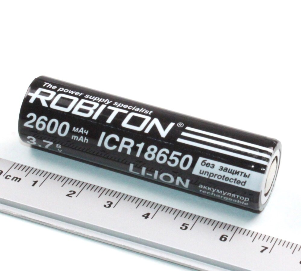 Аккумулятор ROBITON 18650 NP2600FPK 3,7В, 2600 мА·ч, Li-ion (без защиты, с плоскими контактами), ROBITON