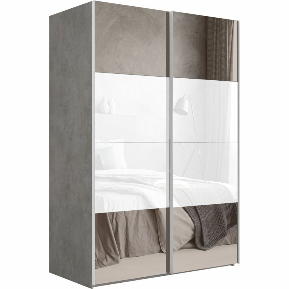 Шкаф-купе Эста 1,6, 2,2м 4зерк бронза/4бел стек