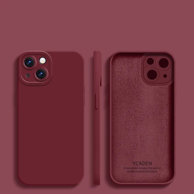 Жидкий силиконовый чехол с квадратной рамкой для Iphone Бордовый, винно-красный, For iphone SE 2020