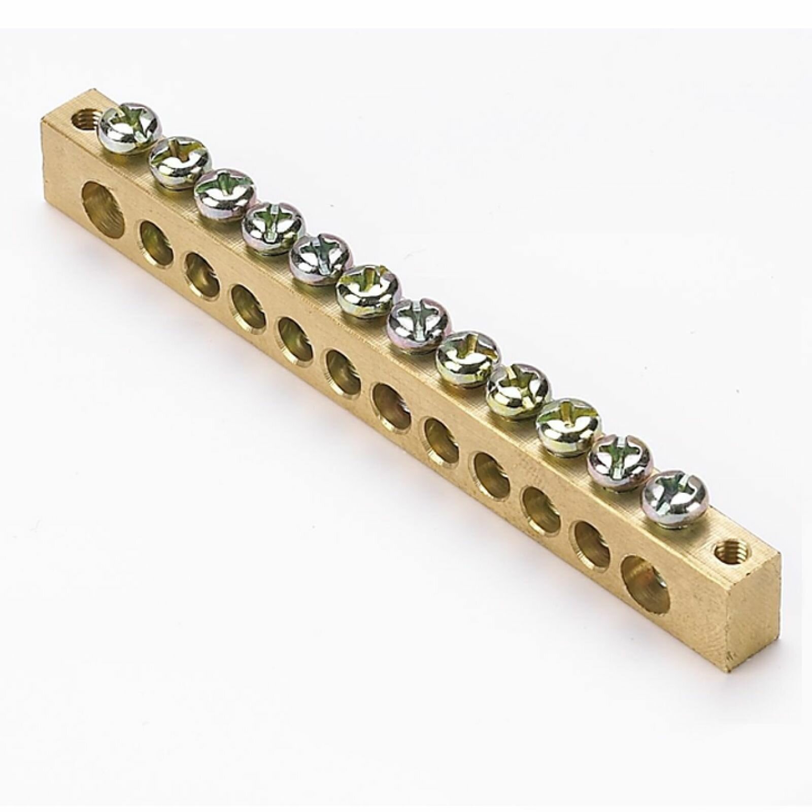 Шина PEN ноль-земля (8х12 мм) 12 отверстий, латунь, крепеж по краям, EKF PROxima - 10 штук