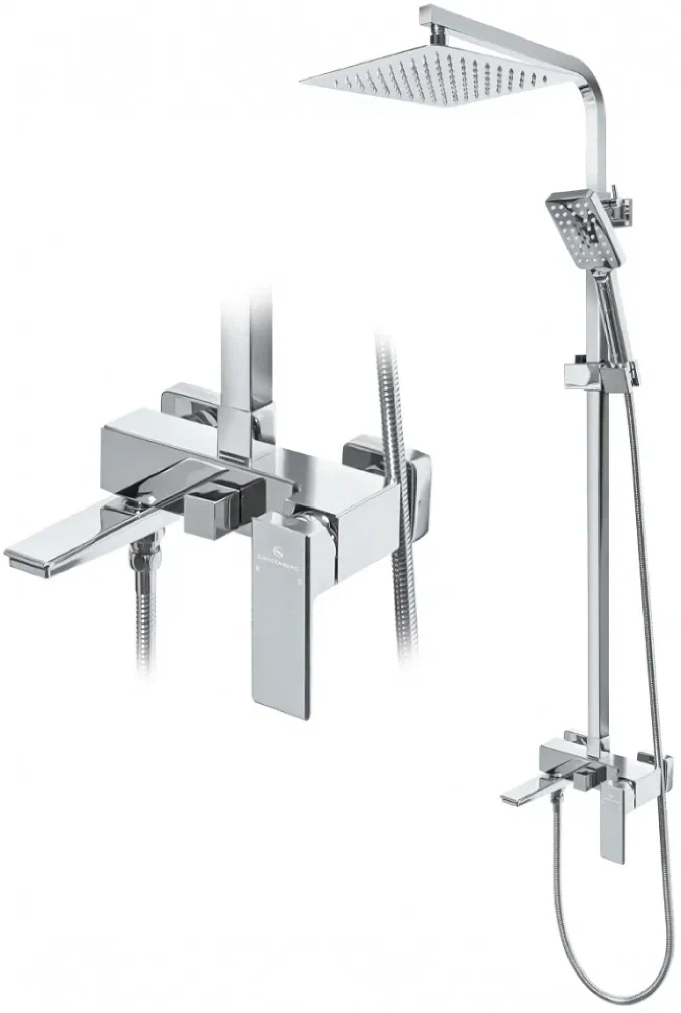 Душевая система Grocenberg GB7008 Хром, тропический душ, лейка, шланг, латунь