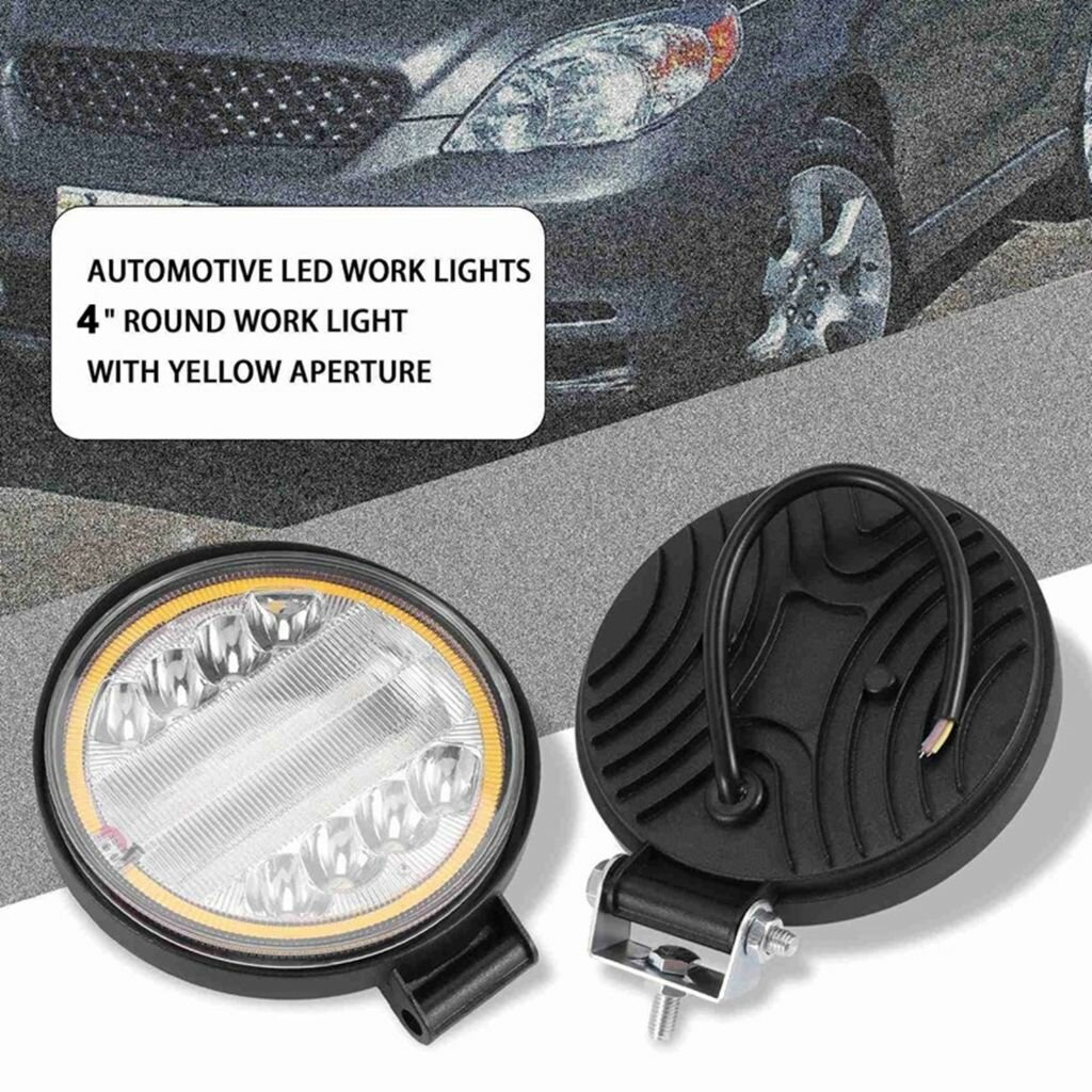 Фара, Светодиодный рабочий светильник с желтым ободком для грузовиков, фары для экскаваторов, вспомогательные фары для грузовиков, 2 шт.