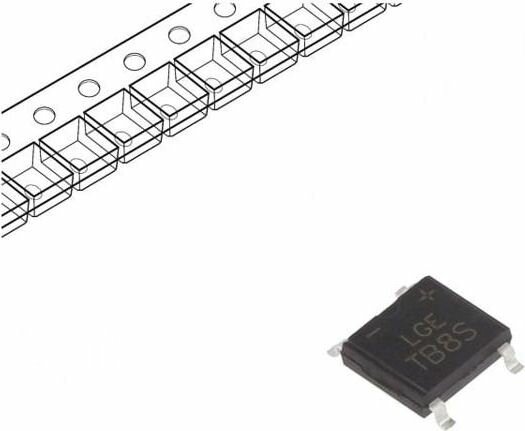 Диодный мост LUGUANG TB8S однофазный 800В If 1А Ifsm 30А TBS SMT 1 шт