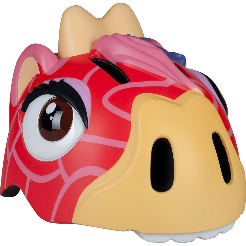 Защитный детский шлем для велосипеда/для роликов Funny Animals Жираф красный, размер 49-55 cм