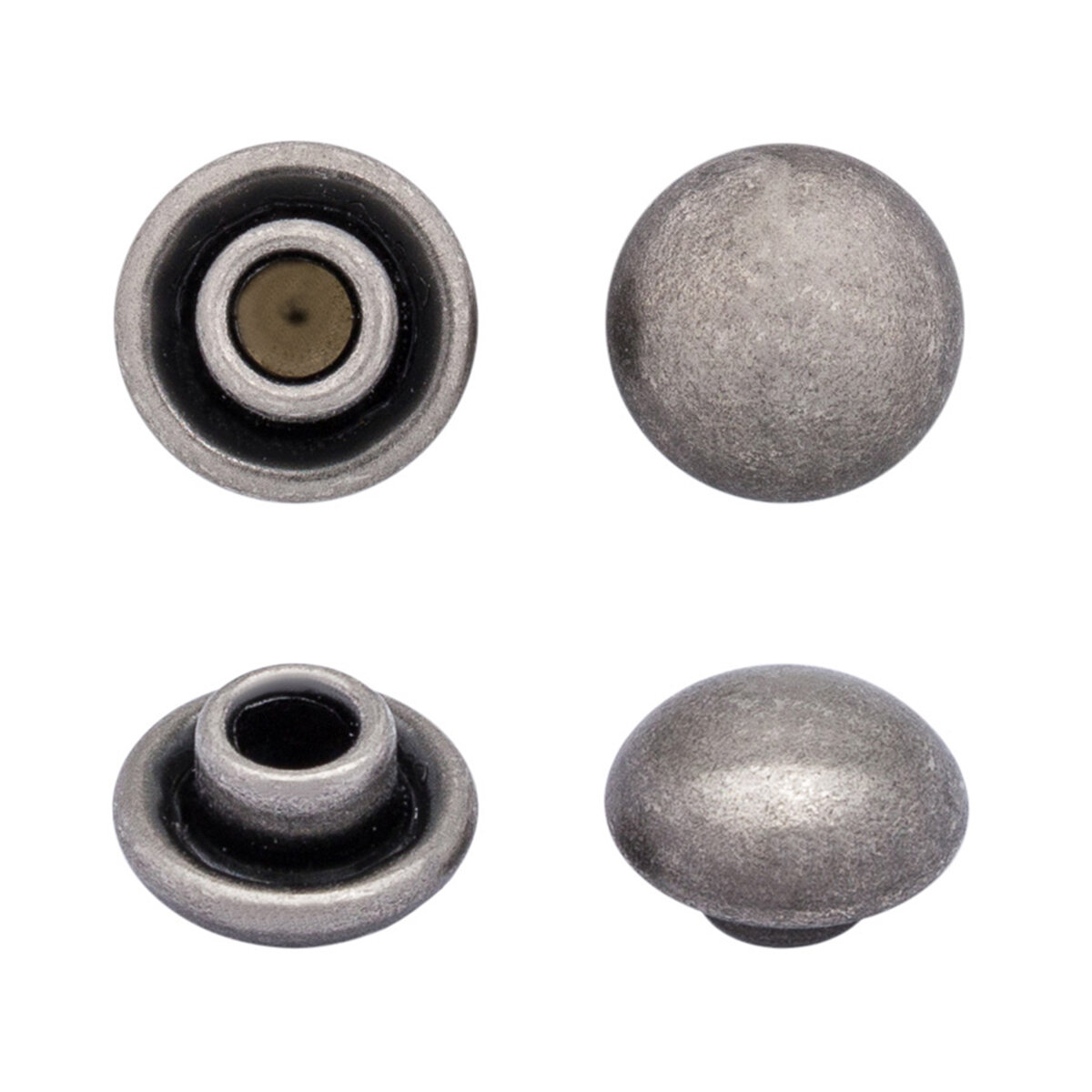 Хольнитены односторонние джинсовые 7 мм 'Полусфера', BIG, 53334, без гвоздика, металл (темное серебро), 100 шт