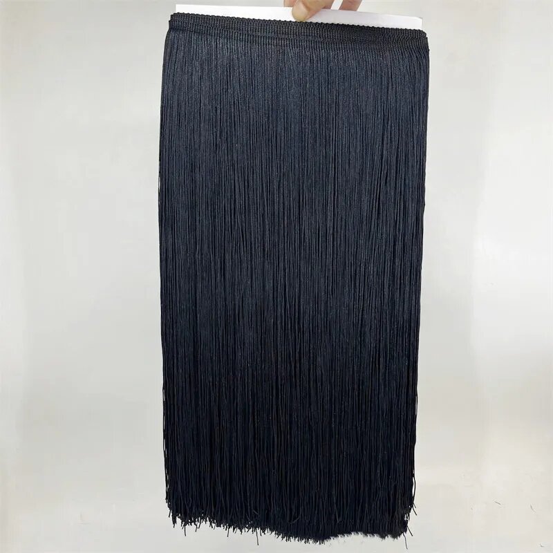 Кружевная бахрома 2 м, 100% полиэстер Черный, 50CM wide, Black