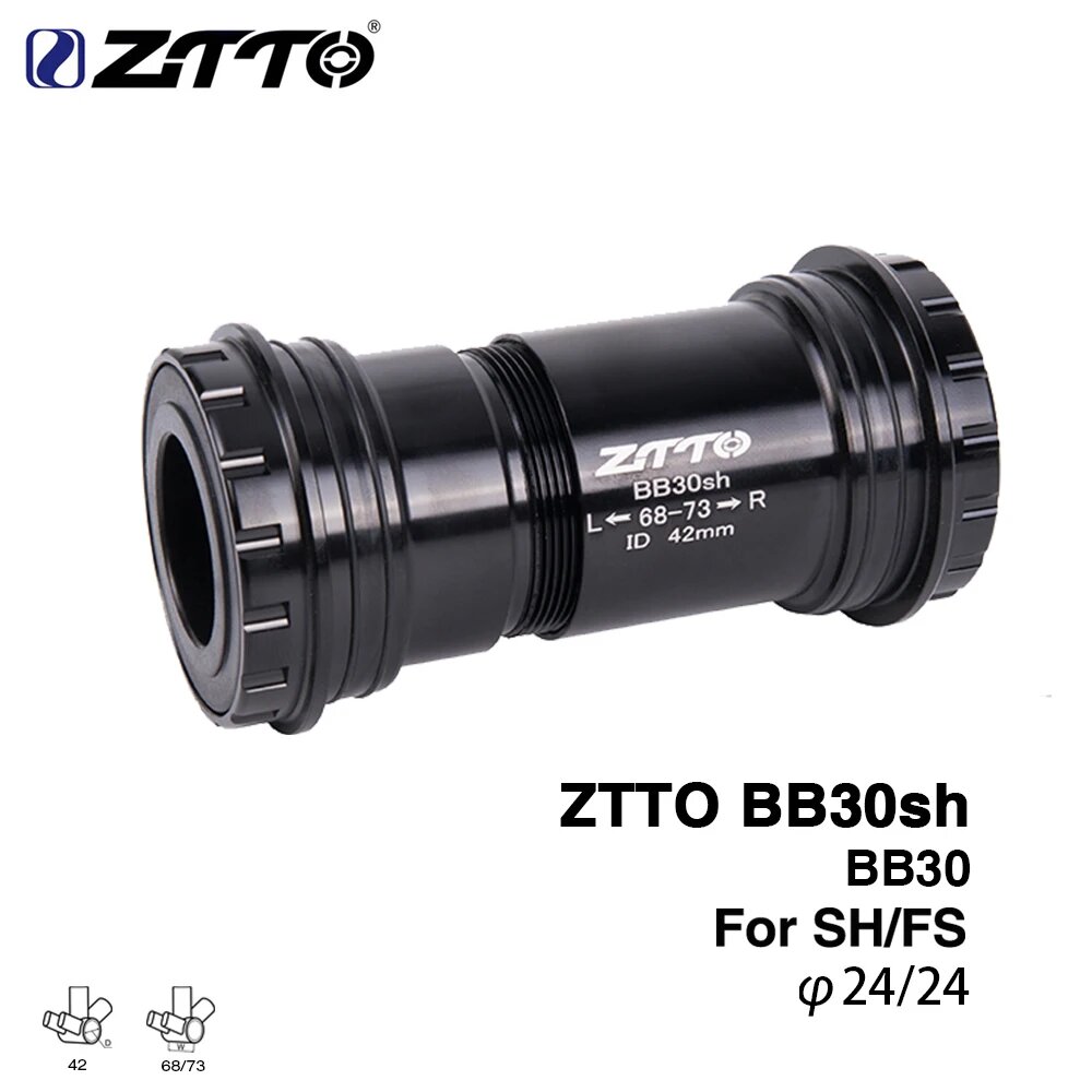ZTTO MTB BB30 24 адаптер каретка алюминиевая для горных велосипедов Черный, BB30-24 Black