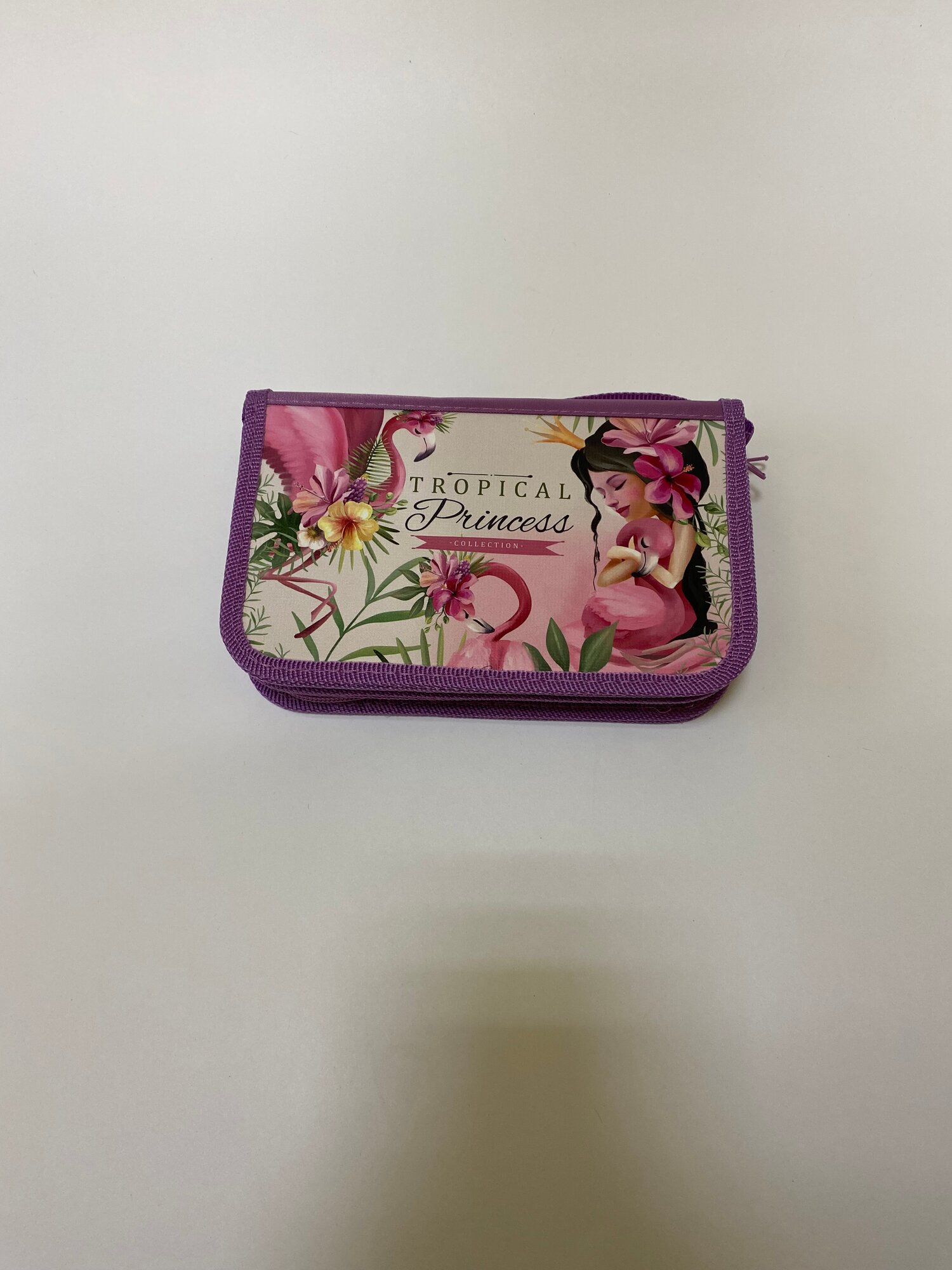 Пенал двухсекционный больш. с откидной планкой ПО-05, фламинго И принцесса