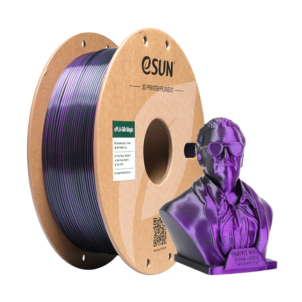 Филамент eSUN Silk-PLA Magic для 3D принтера, Черно-фиолетовый 1 кг.