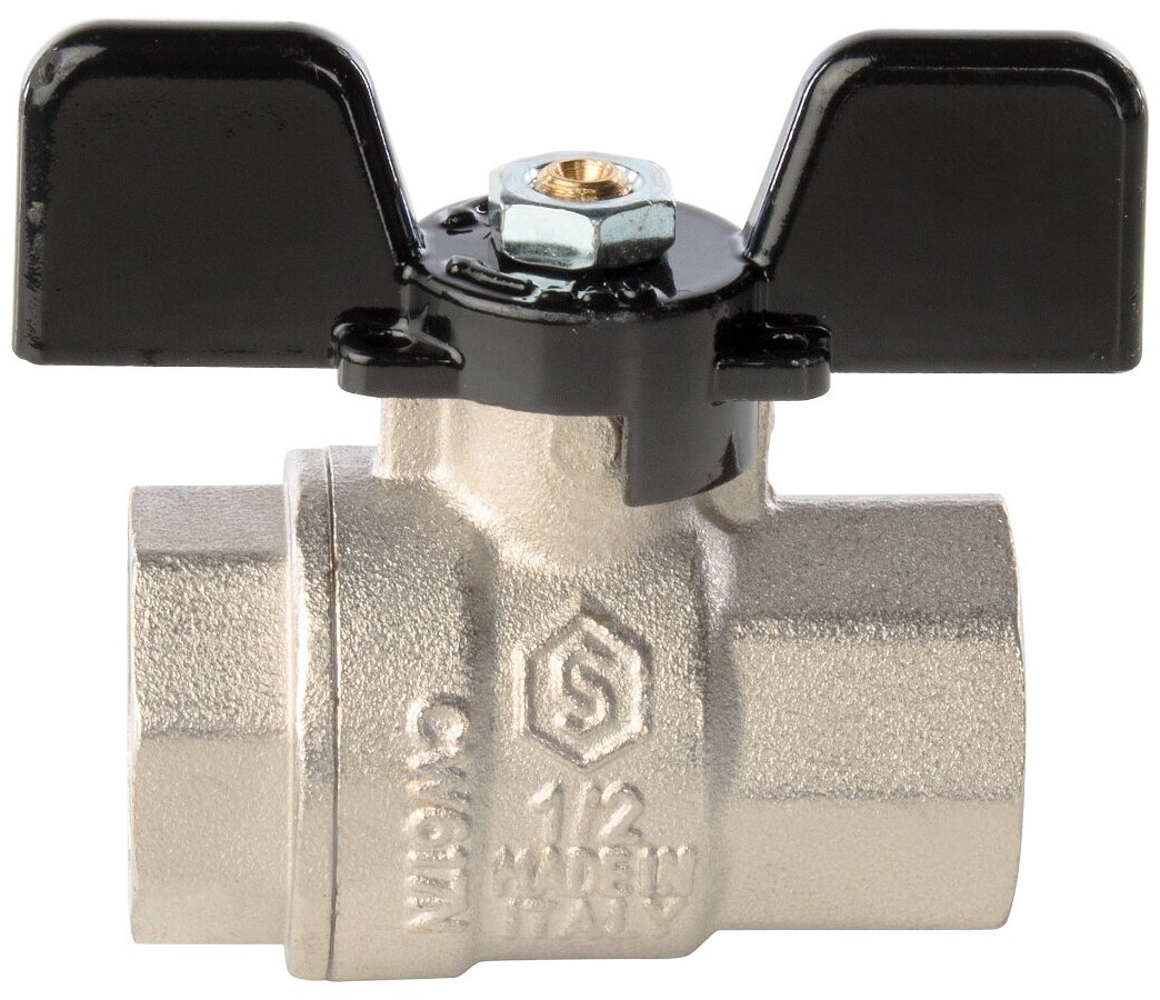 Кран латунный шаровой полнопроходной 1/2" ВР-ВР (ручка бабочка) Stout SVB-0002-200015