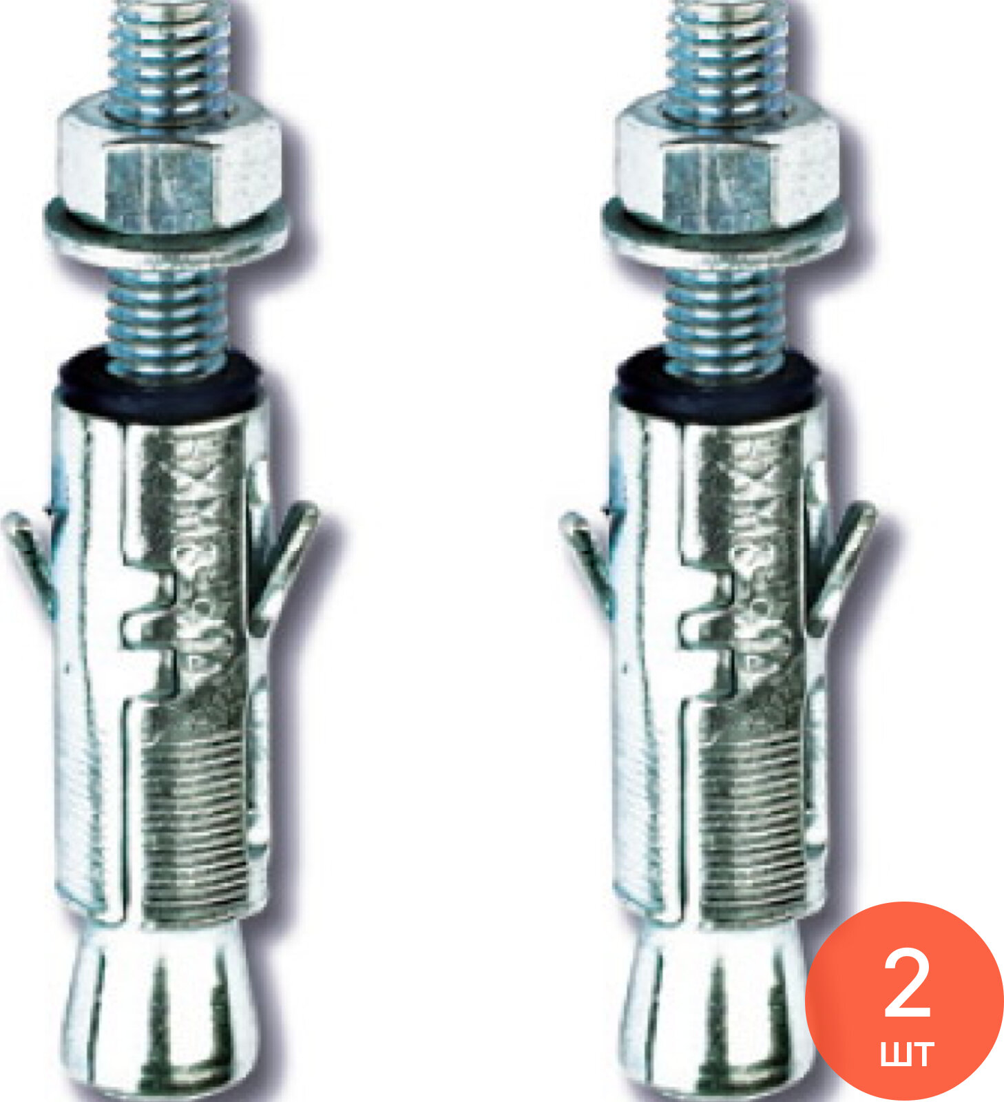 Анкер DKC / ДКС усиленный со шпилькой, оцинкованный, стальной, М8, 1шт. / крепеж (комплект из 2 шт)