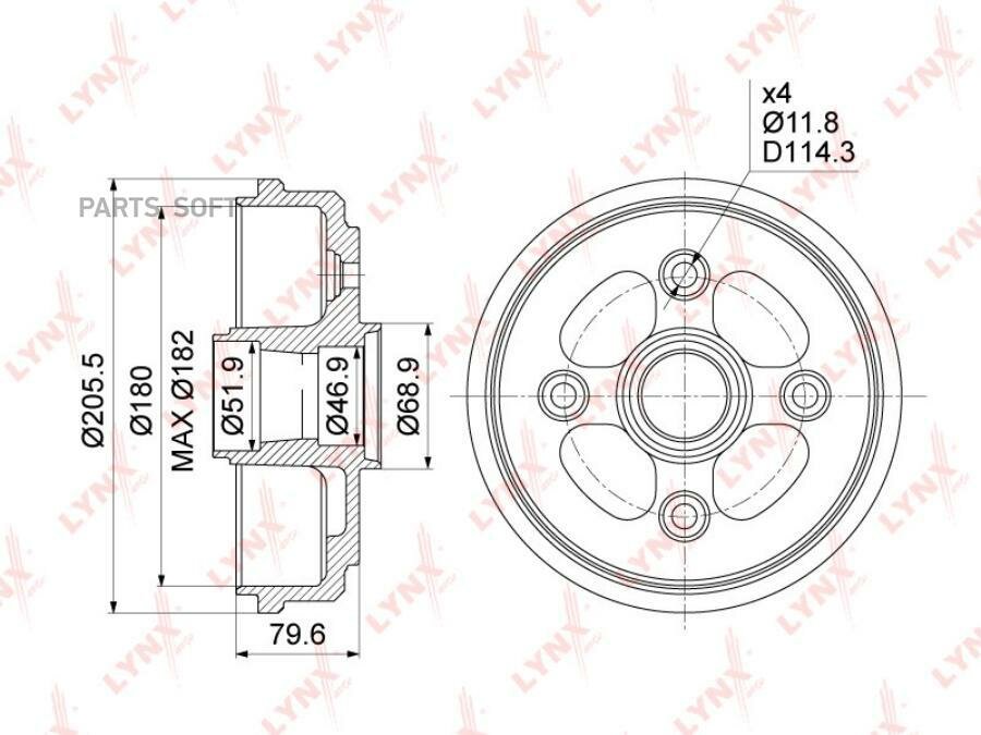 LYNXAUTO BM-1017 Барабан тормозной (180x40) CHEVROLET Matiz 05> / Spark 00> DAEWOO Matiz 98> ()