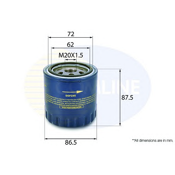 COMLINE EOF246 (1520800Q0M / 1520800Q0N / 8200552603) фильтр масл ren grand Scenic (Сценик) 09- / Megane (Меган) III 08- / Scenic