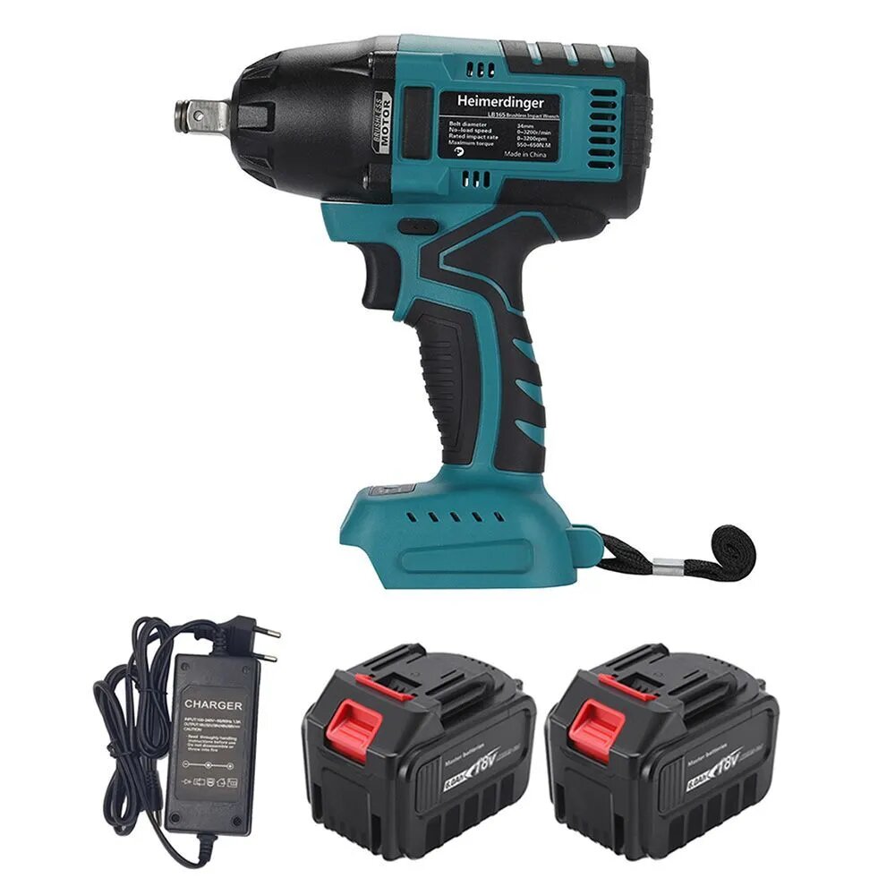 Бесщеточный аккумуляторный гайковерт Heimerdinger LB165, квадрат 1/2", 650 Нм, 2х6,0 Ач Li-Ion