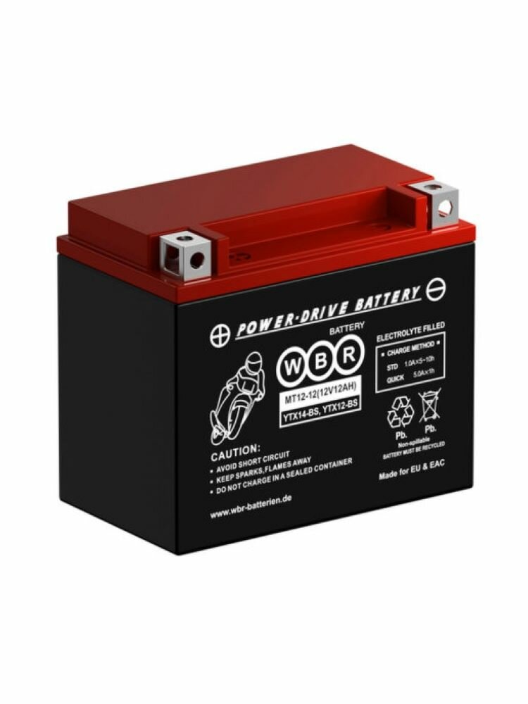 Аккумулятор WBR 12Ah 12V 180A 150x87x130 (SMT12-12) YTX14-BS, YTX12-BS мотоцикл / скутер / мопед / квадроцикл / багги