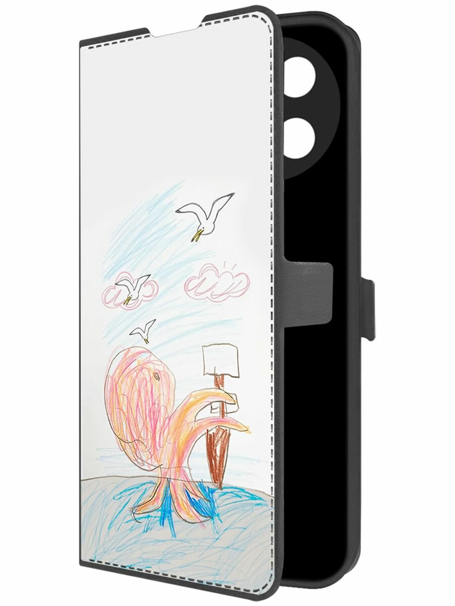 Чехол-книжка Krutoff Eco Book для Realme 11 4G Кракен (черный)