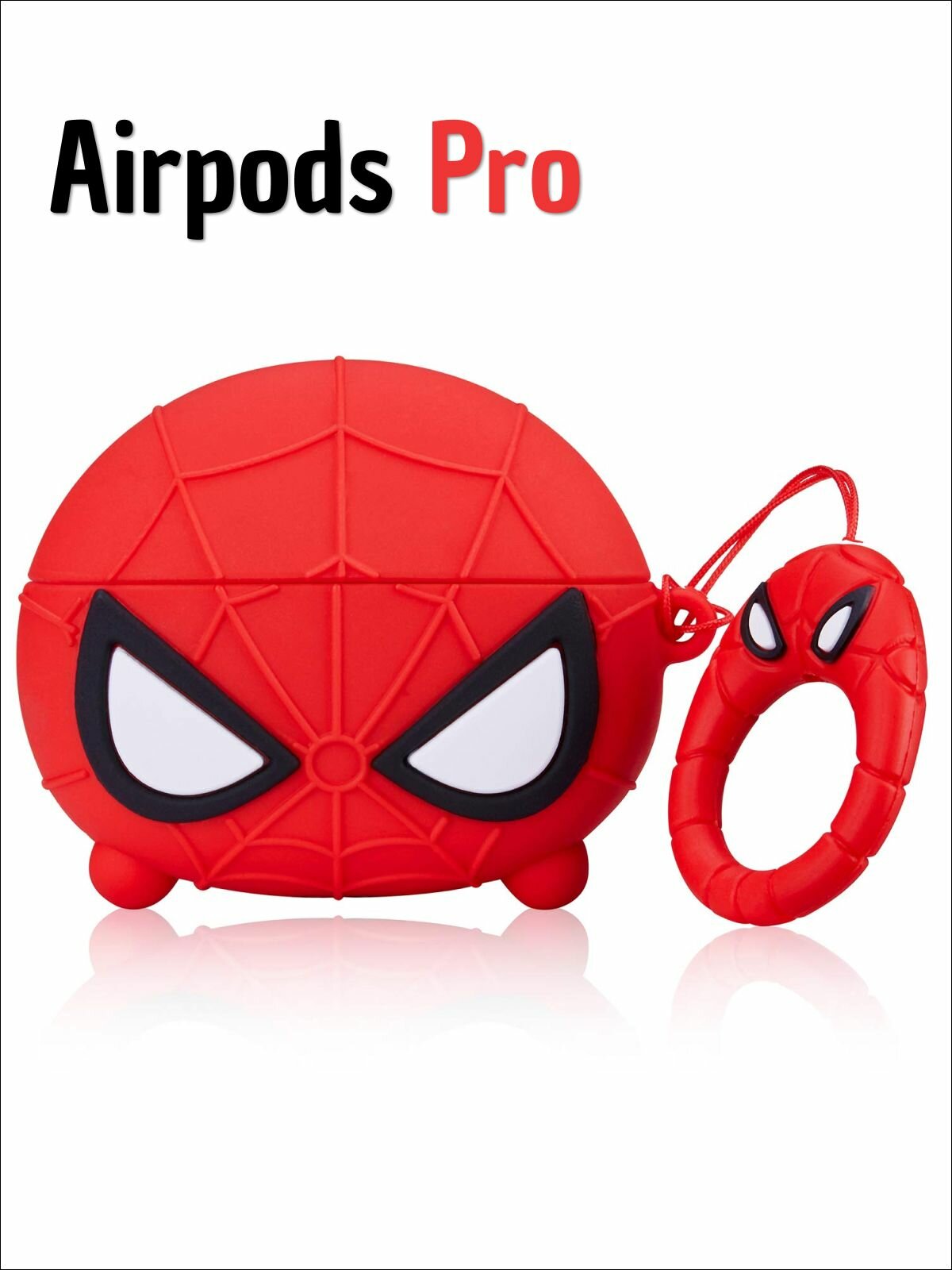 Чехол для наушников Airpods Pro ( на Аирподс про ) "Человек-паук", TPU, красный