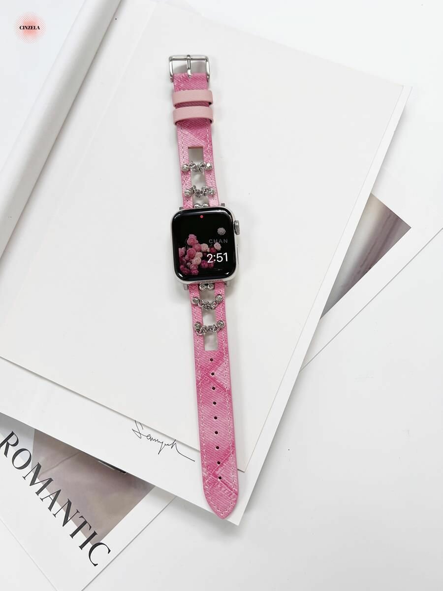 Кожаный Ремешок Для Часов С Двойной Цепочкой И Полым Модным Дизайном, Размер IWatch 41мм 40мм 38мм, Подходит Для Apple Watch Серии 1-10 SE ULTRA 2