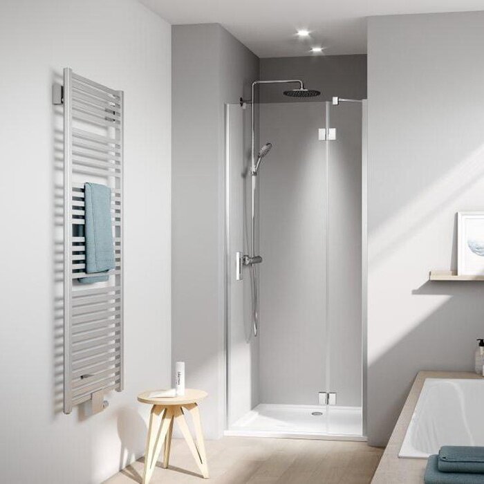 Kermi LIGA Дверь в нишу c непод. сегментом LI SFR 1000x2000, глянцевое серебро+прозрачное стекло