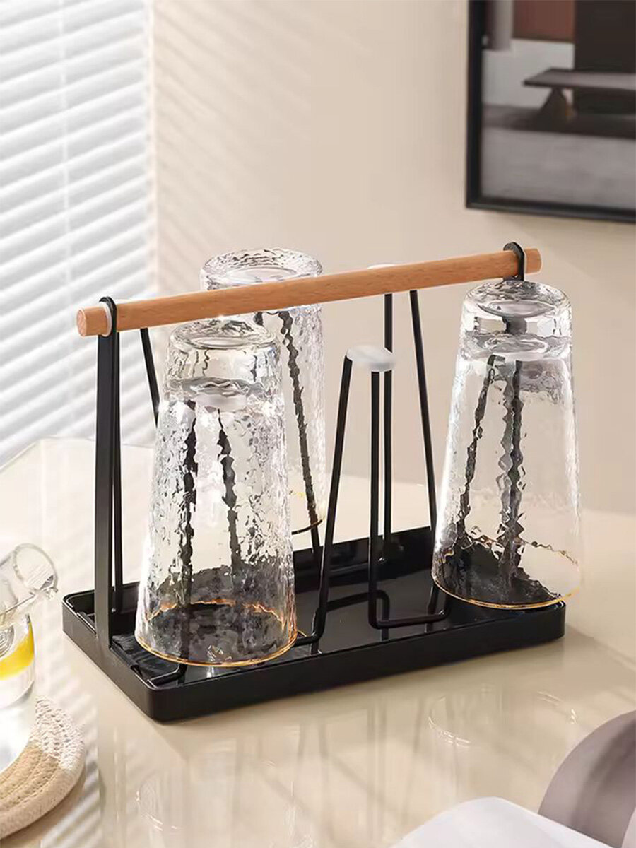 Сушилка для кружек, подставка настольная для стаканов, со съемным поддоном