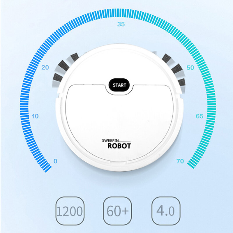 Робот-пылесос USB Smart 3 в 1 с функцией всасывания и подметания швабры Автоматический пылесос для небольших квартир Белый