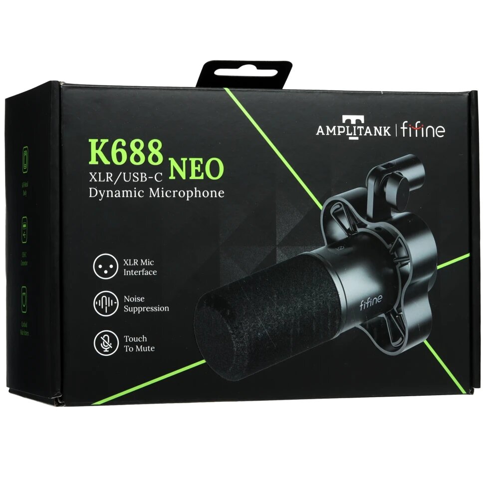 Микрофон Fifine K688NEO, проводной, настольный, USB Type-C, XLR, черный