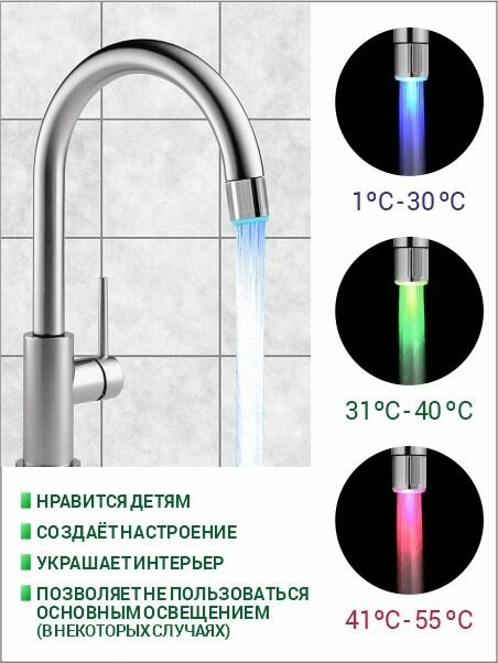 Светодиодная насадка на кран с душем аэратор для кухни